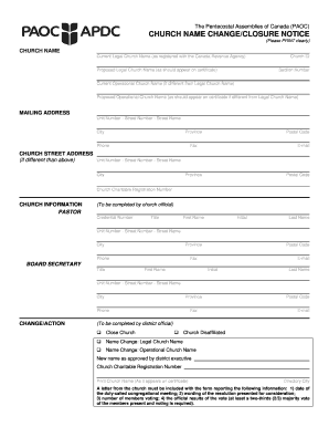 Fillable Online The Pentecostal Assemblies of Canada (PAOC) Fax Email ...