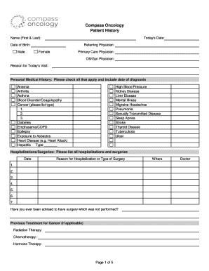 Fillable Online Compass Oncology Patient History Fax Email Print ...