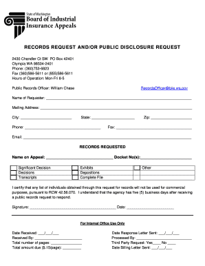 Fillable Online biia wa RECORDS REQUEST ANDOR PUBLIC DISCLOSURE REQUEST ...