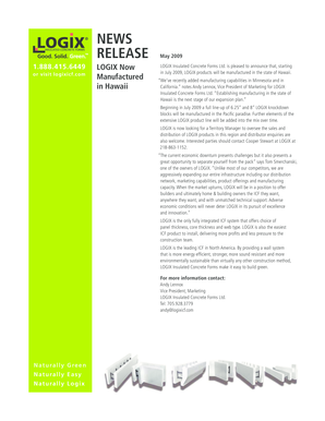 Fillable Online NEWS RELEASE - Logix Insulated Concrete Forms Ltd Fax ...