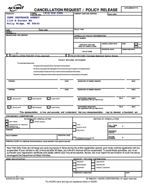 Fillable Online CANCELLATION REQUEST POLICY RELEASE - Crew Insurance ...