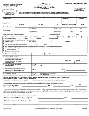 Fillable Online CLAIM NOTIFICATION FORM Fax Email Print - pdfFiller