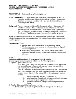 Fillable Online Continuous Glucose Monitoring Systems Fax Email Print ...