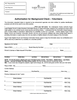 Fillable Online Authorization for Background Check Volunteers Fax Email ...