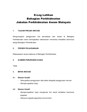 Fillable Online E-Log Latihan Bahagian Perkhidmatan Jabatan ...