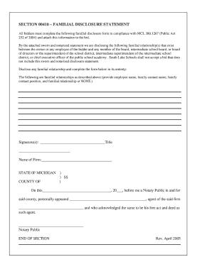 Fillable Online Familial disclosure bformb - Michigan Bid System Fax Email Print - pdfFiller
