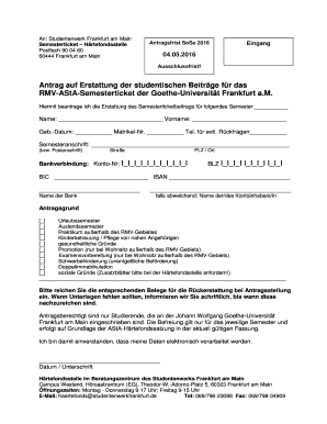 Ausfüllbar Online Antrag auf Erstattung der studentischen Beitrge fr das RMV Fax Email Drucken ...