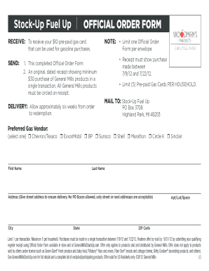 Fillable Online Stock-Up Fuel Up OFFICIAL ORDER FORM Fax Email Print ...