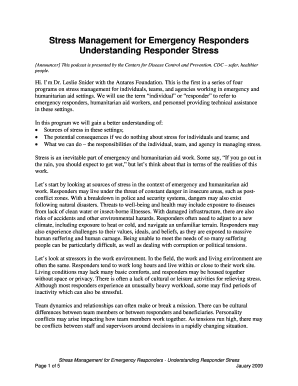 Fillable Online Stress Management for Emergency Responders Fax Email ...