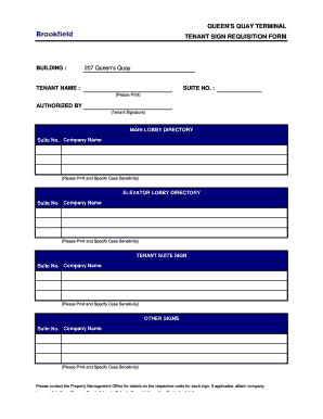 Fillable Online Tenant Sign Requisition Form - Brookfield Office ...