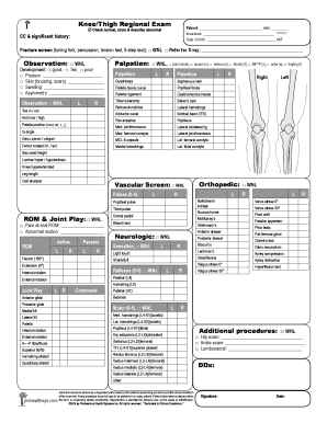 Fillable Online KneeThigh Regional Exam Fax Email Print - pdfFiller