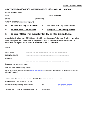 Fillable Online Certificate of Assurance 16 - British Army Boxing Fax ...
