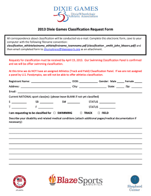 Fillable Online 2013 Dixie Games Classification Request Form.docx Fax ...