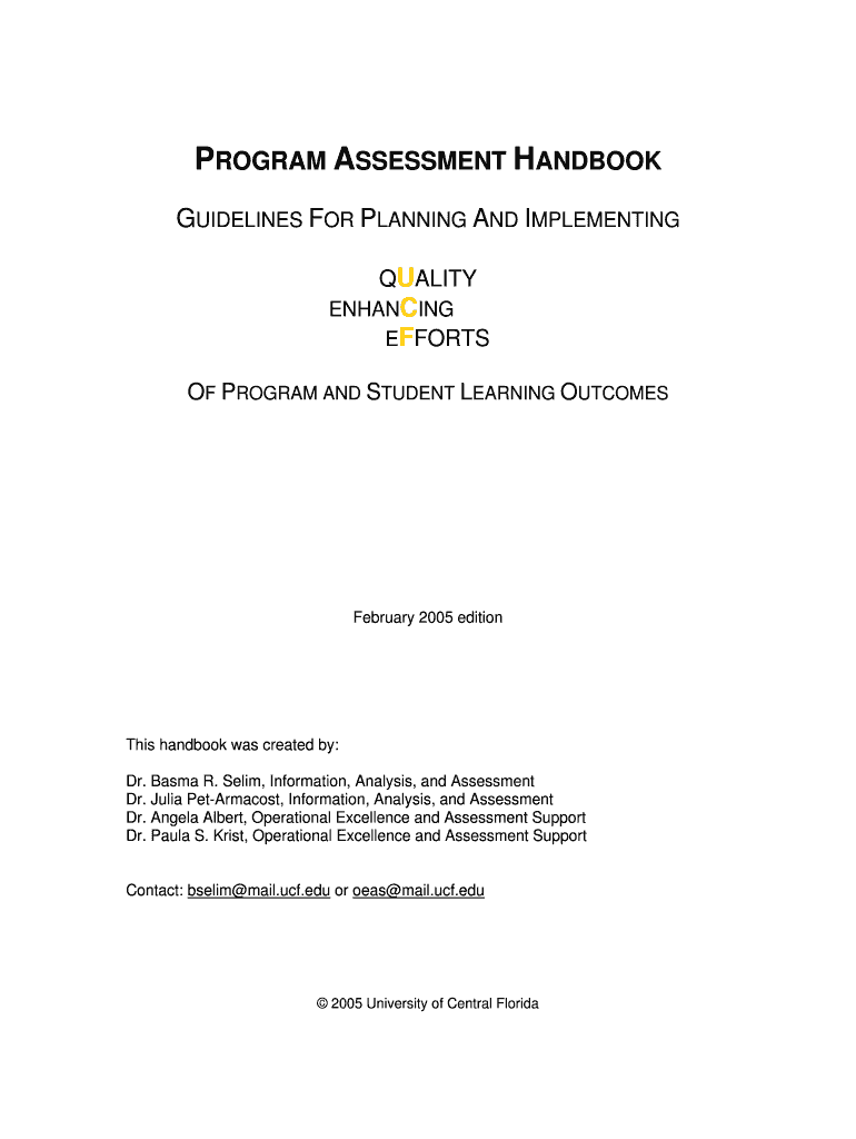 Fillable Online oeas ucf Program assessment handbook - Operational ...