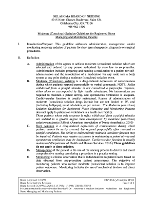 Fillable Online Moderate (Conscious) Sedation Guidelines for Registered ...