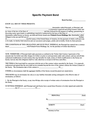 Fillable Online Specific Payment Bond - Potlatch Corp Fax Email Print ...