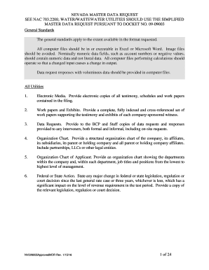 Fillable Online NEVADA MASTER DATA REQUEST Fax Email Print - pdfFiller