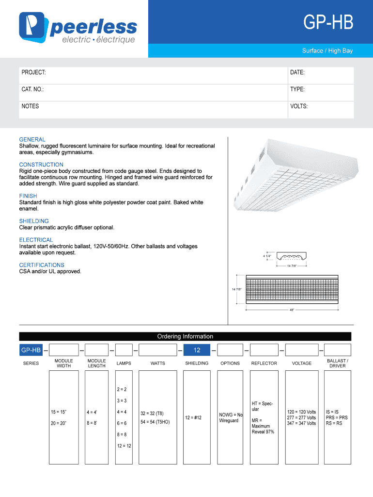 Fillable Online Surface High Bay - Peerless Electric Fax Email Print - pdfFiller