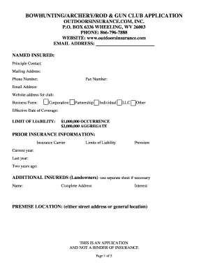 Fillable Online BOWHUNTINGARCHERYROD GUN CLUB APPLICATION Fax Email ...