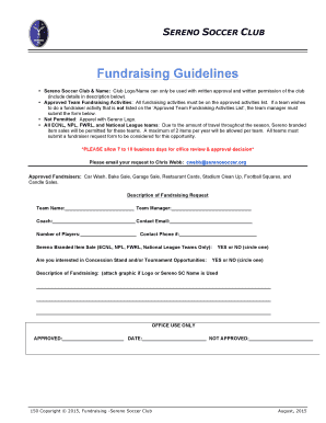 Fillable Online Fundraising Guidelines - serenosoccercom Fax Email ...