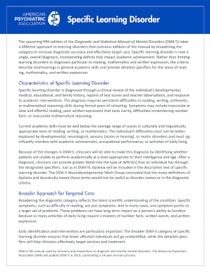 Fillable Online Specific Learning Disorder Fax Email Print - pdfFiller
