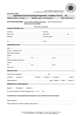 Fillable Online unicas International Office Application Form for ...