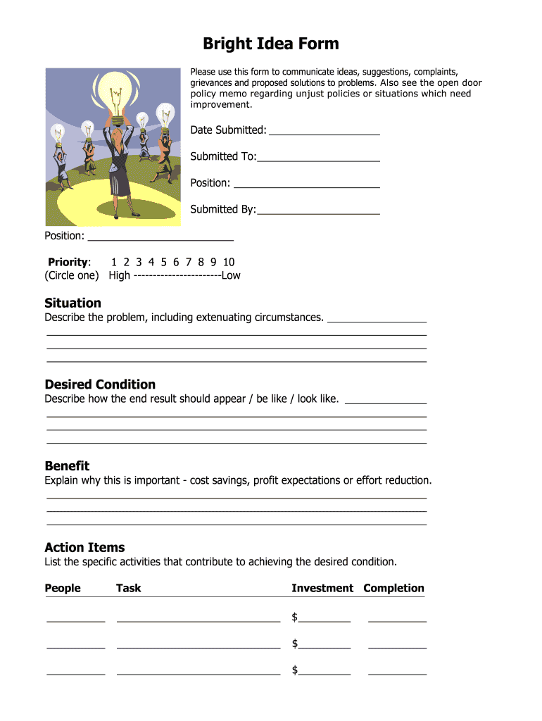 Fillable Online Bright Idea Form - J P Systems Fax Email Print - pdfFiller