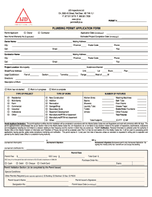 Fillable Online PLUMBING PERMIT APPLICATION FORM - bijdcab Fax Email ...