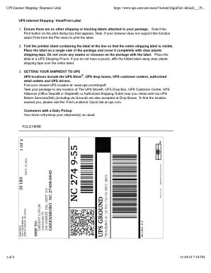 Fillable Online UPS Internet Shipping: Shipment Label Fax Email Print ...