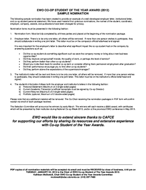 Fillable Online Please complete all sections of this nomination form including signatures Fax ...