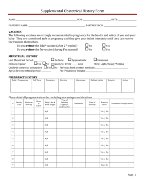 Fillable Online SJHH-HMS Supplemental Obstetrical History Form Fax ...