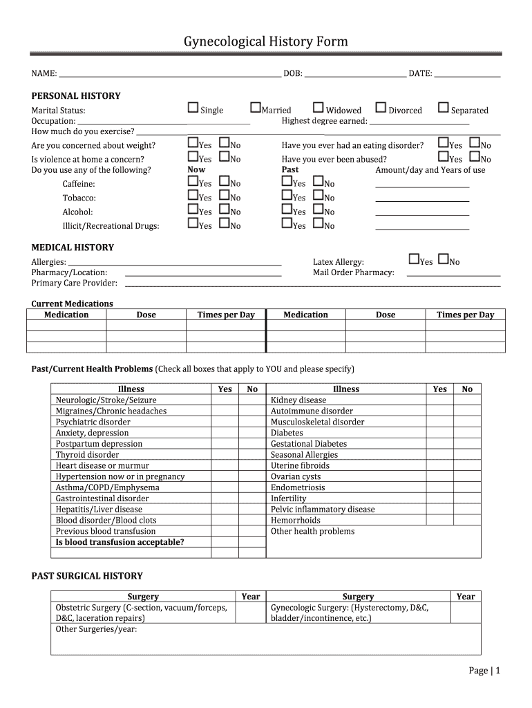 Fillable Online SJHH-HMS Gynecological History Form Fax Email Print ...