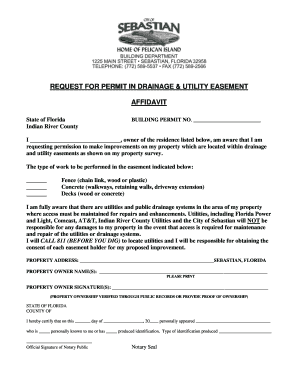 Fillable Online public cityofsebastian REQUEST FOR PERMIT IN DRAINAGE ...