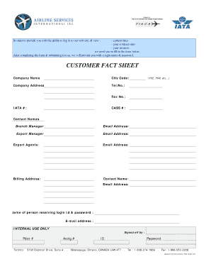 Fillable Online 1-2-3 - Customer Fact Sheet - Airline Services ...