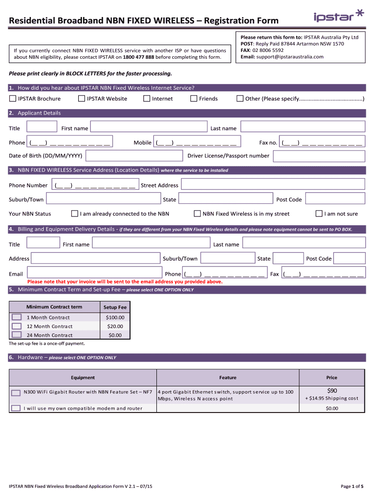 Fillable Online about NBN eligibility, please contact IPSTAR on 1800 ...