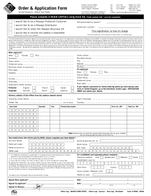 Fillable Online Order Application Form - Neways Fax Email Print - pdfFiller