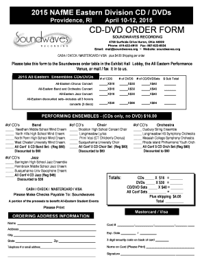 Fillable Online Providence RI April 10-12 2015 CD-DVD ORDER FORM Fax ...