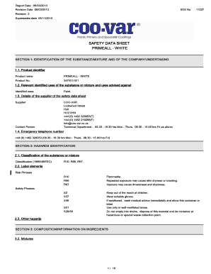 Fillable Online SAFETY DATA SHEET PRIMEALL - WHITE - Coo-Var Paints Fax ...