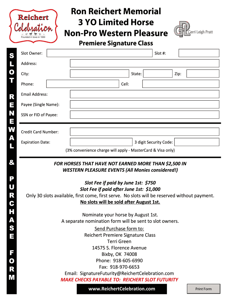Fillable Online Ron Reichert Memorial 3 YO Limited Horse Non-Pro Western Fax Email Print - pdfFiller