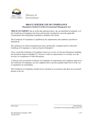 Draft Certificate Of Compliance - Fill Online, Printable, Fillable ...