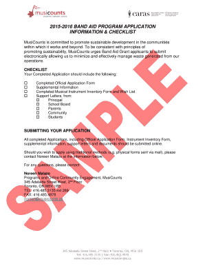 Fillable Online musicounts 2015-2016 BAND AID PROGRAM APPLICATION ...