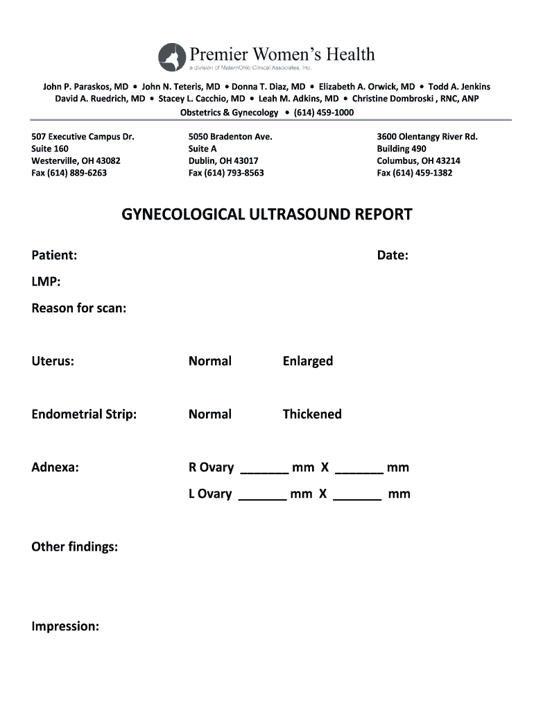 Blank Ultrasound Template Fill Online Printable Fillable Blank 