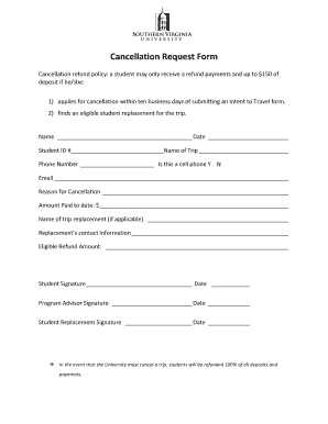 Fillable Online Cancellation Request Form 13-142 Fax Email Print ...