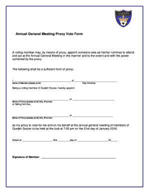 Fillable Online Annual General Meeting Proxy Vote Form - bguelphsoccercab Fax Email Print ...