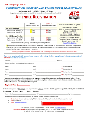 Fillable Online agcga Attendee registration information - AGC Georgia ...