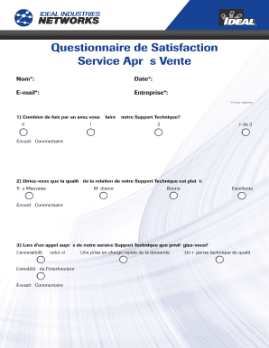 Remplissable En Ligne Questionnaire de Satisfaction Fax Email Imprimer ...
