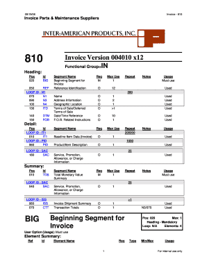 Fillable Online 091906 Invoice - 810 Invoice Parts amp Maintenance ...