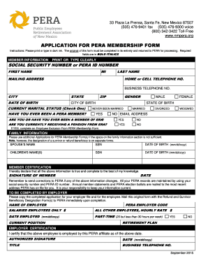 Fillable Online nmpera APPLICATION FOR PERA MEMBERSHIP FORM - nmperaorg ...
