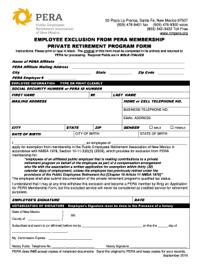 Fillable Online nmpera EMPLOYEE EXCLUSION FROM PERA MEMBERSHIP PRIVATE ...