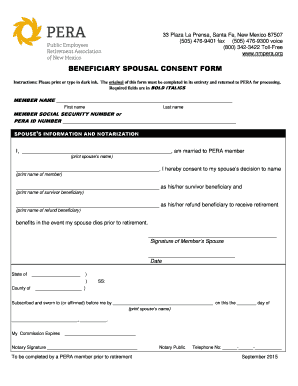 Fillable Online nmpera Spousal Consent Form - nmperaorg Fax Email Print - pdfFiller